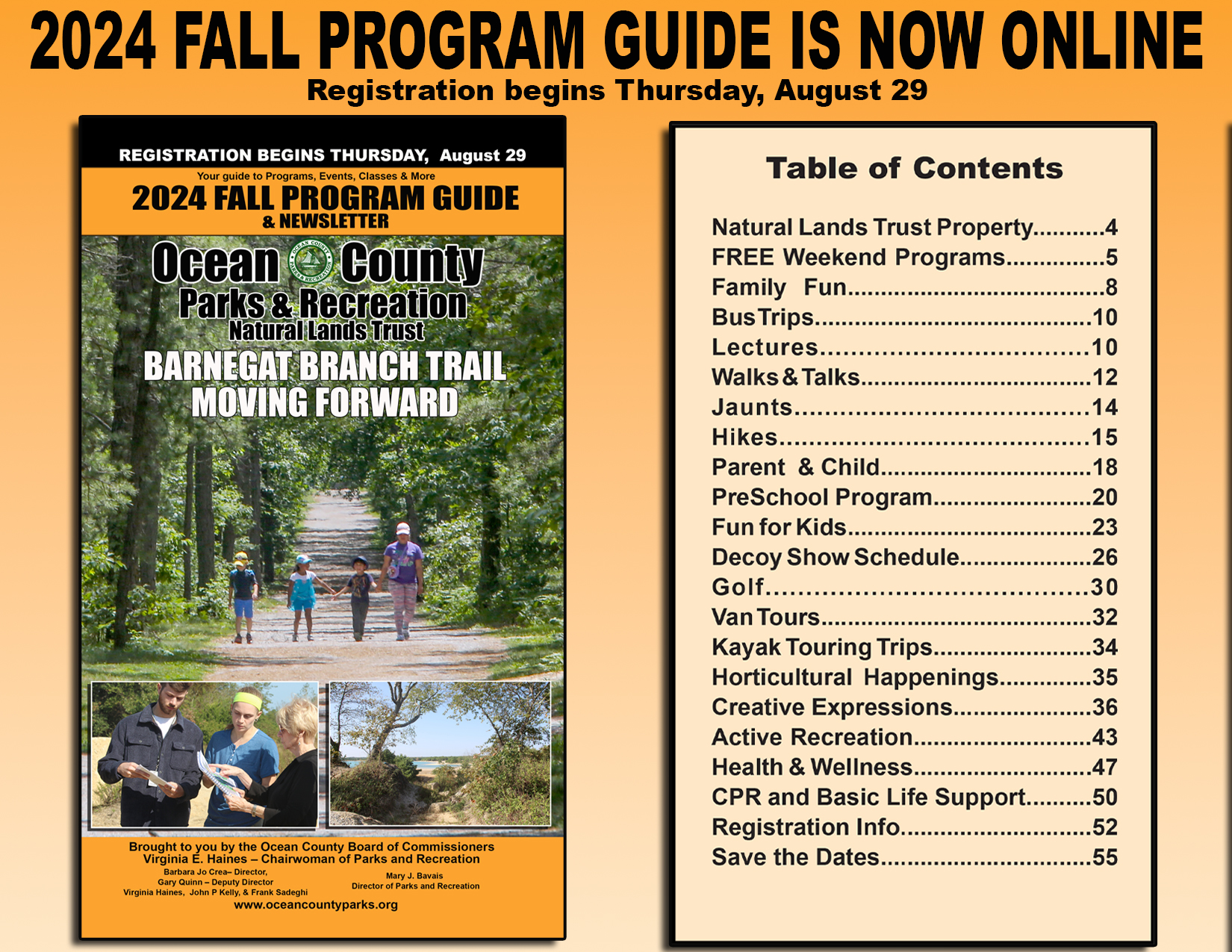 The FALL Ocean County Parks & Recreation Program Guide is online: