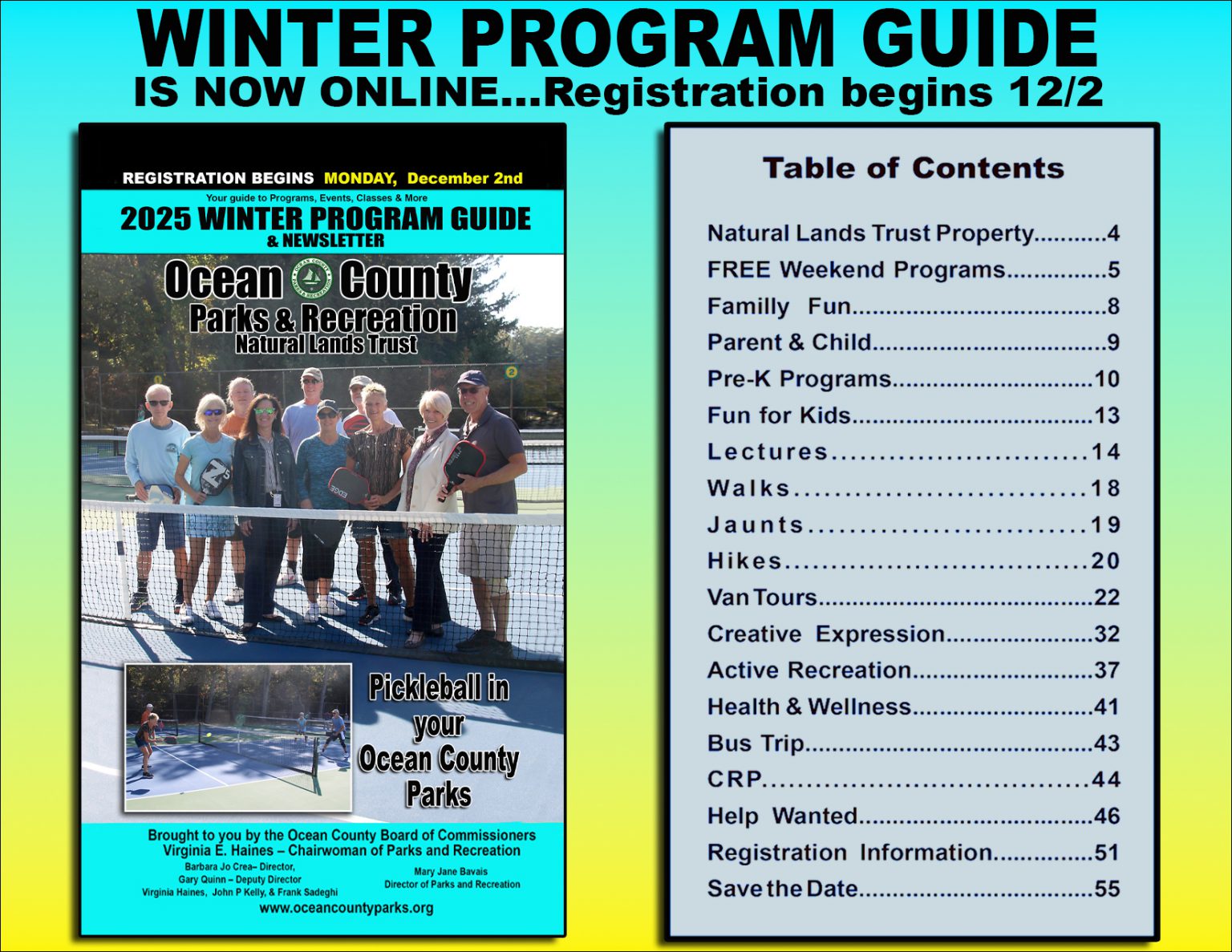 The Ocean County Parks & Recreation Winter Program Guide is here…